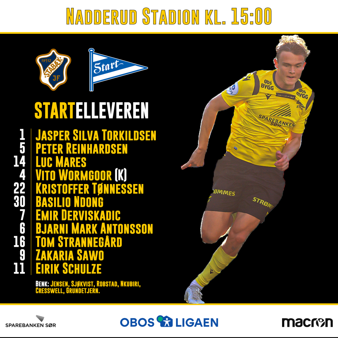 Disse starter borte mot Stabæk / Start