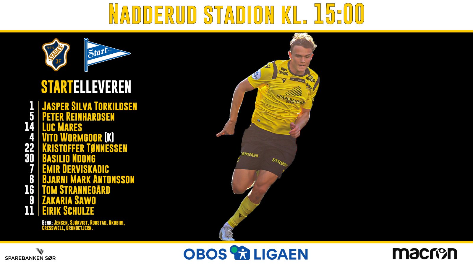 Disse starter borte mot Stabæk / Start