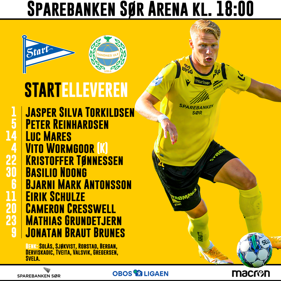 Disse starter mot Sandnes Ulf / Start Disse starter mot Sandnes Ulf / Start