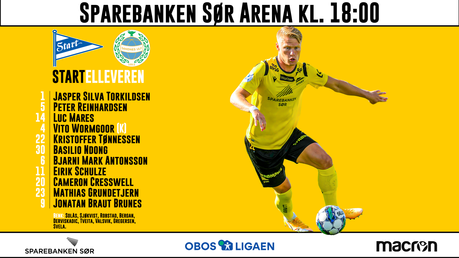 Disse starter mot Sandnes Ulf / Start Disse starter mot Sandnes Ulf / Start